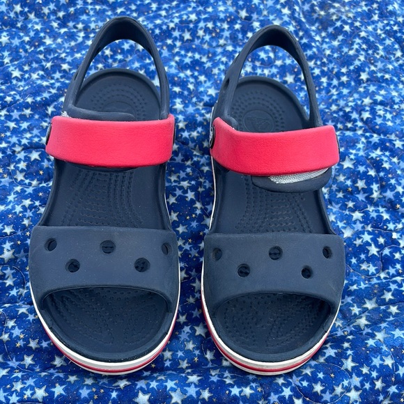 CROCS | Shoes | Crocs Navy Red Sandals Size 2 | Poshmark